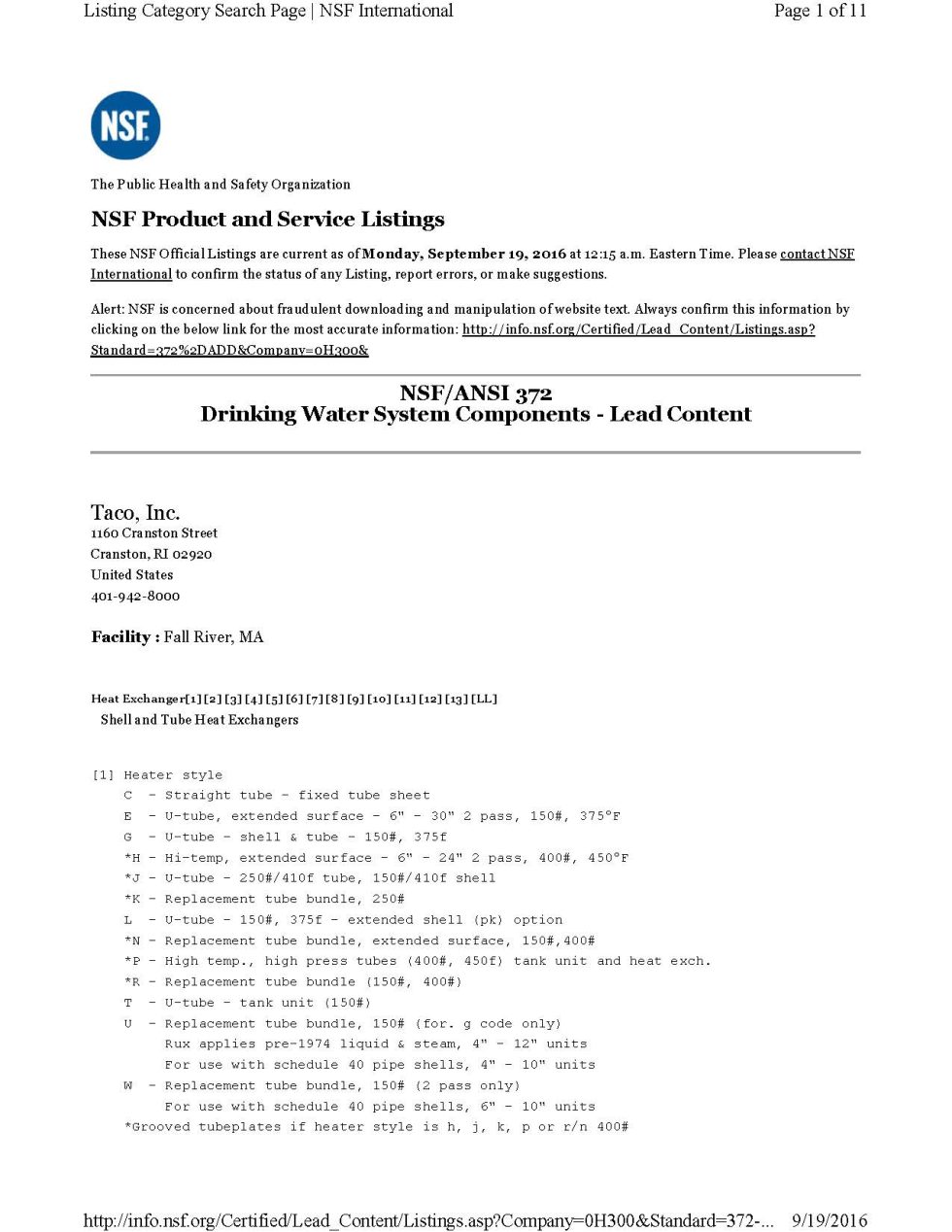 Certifications - Taco Hydroflo Pump Solutions